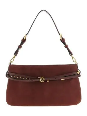 Pinko PINKO Suede Belt Medium Shoulder Bag Bordeaux