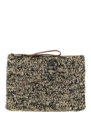 IBELIV Ampy Crochet Raffia Clutch - White/black