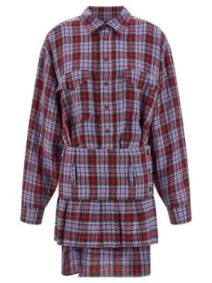 VIVIENNE WESTWOOD VIVIENNE WESTWOOD Marta Check Print Linen Mini Dress