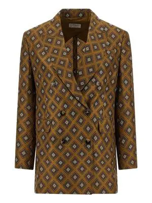 Alberto Biani Printed Silk Blazer - Brown
