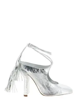 Dries Van Noten Laminated Leather Mules - Silver