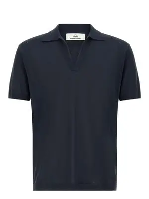 RIVIERA PROJECT Open Collar Polo Shirt - Blue