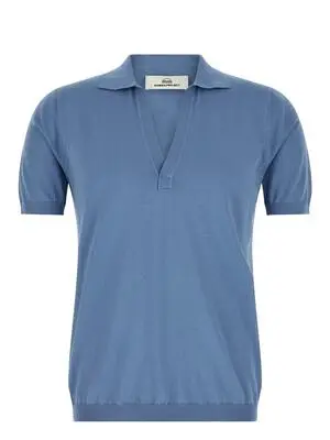 RIVIERA PROJECT Open Collar Polo Shirt - Light Blue