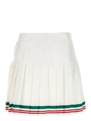 Casablanca Casa Way Pleated Silk Skirt - White