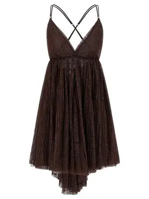Elisabetta Franchi Floral Lace Mini Dress - Brown