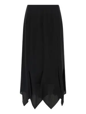 Valentino Garavani Silk Crêpe De Chine Midi Skirt - Black