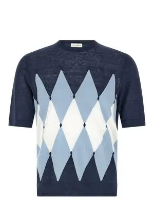 BALLANTYNE T-shirt Argyle - Blue