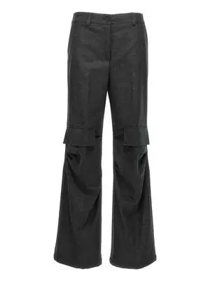 P.a.r.o.s.h Wool Cashmere Blend Cargo Trousers - Gray