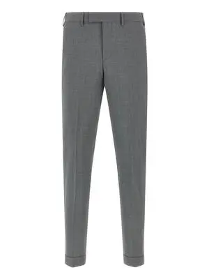 PT TORINO Master Mélange Stretch Wool Trousers - Gray