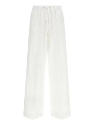 Herno Broderie Anglaise Cotton Trousers - White