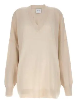 NUDE Oversize V-neck Sweater - White
