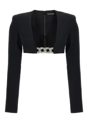 David Koma 3d Crystal Chain Square Neck Top - Black
