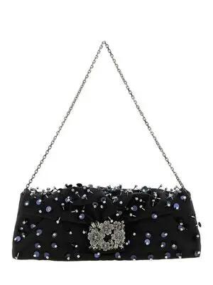 ROGER VIVIER ROGER VIVIER Efflorescence Satin Clutch Bag Black