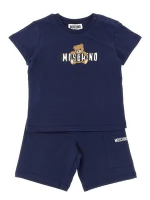Moschino Teddy Bear T-shirt And Bermuda Suit - Blue