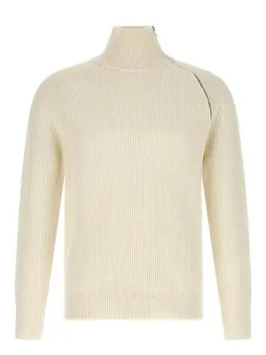 RIVIERA PROJECT Zip Sweater - White