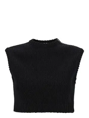 Max Mara Cropped Sleeveless Knit Sweater - Black