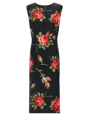 Dolce & Gabbana Bouquet Rose Dress - Black