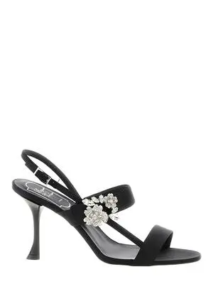 ROGER VIVIER ROGER VIVIER Satin Crystal Flower Sandals