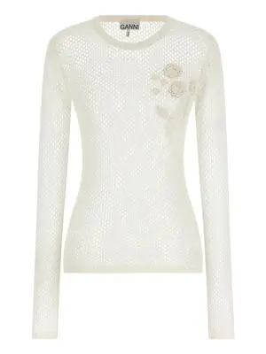 GANNI GANNI Pointelle Cotton Sweater White