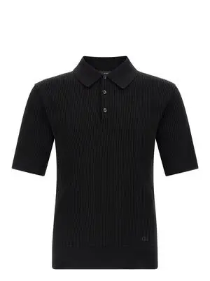 Dolce & Gabbana Micro-ribbed Polo Shirt - Black