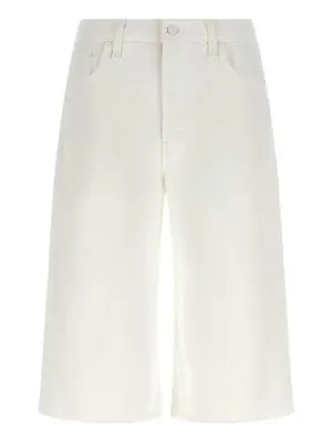 MOTHER The Whole Lot Zip Twist Fray Bermuda Shorts - White