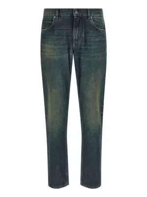 Dolce & Gabbana Logo Tag Straight Leg Jeans - Blue