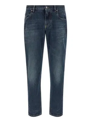 Dolce & Gabbana Logo Embroidery Jeans - Blue