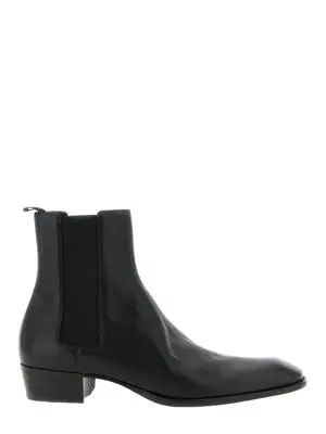 Saint Laurent Stanton Leather Ankle Boots - Black