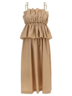Twin-set Cotton Poplin Flounce Dress - Beige
