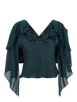 KIKO KOSTADINOV Plexus Jacquard Embroidered Silk-blend Blouse - Blue