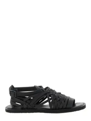 Yohji Yamamoto Braided Leather Sandals - Black