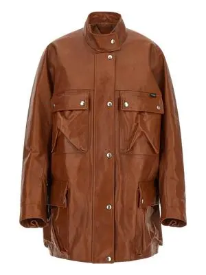 Prada Antiqued Leather Caban - Brown