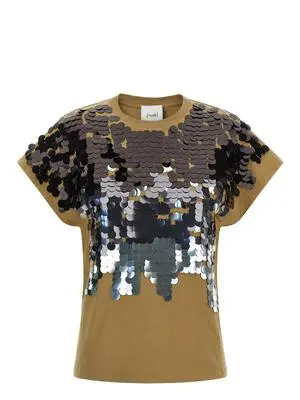 NUDE Sequin Cotton T-shirt - Brown