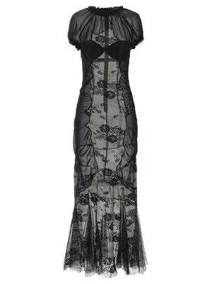 Attico Lace Tulle Dress - Black