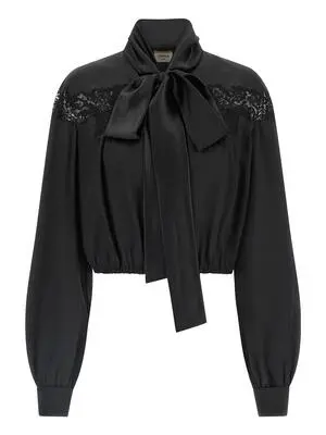 Saint Laurent Lace Silk Shirt - Black