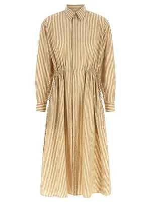 POLO RALPH LAUREN POLO RALPH LAUREN Striped Cotton And Linen Midi Chemisier Dress