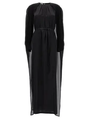 DI.LA3 PARI' Di.la3 Pari Silk Cape Dress - Black