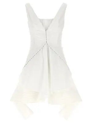 Alexander McQueen Striped Cotton Poplin Day Dress - White
