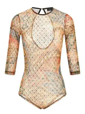 Etro Paisley Foliage Tulle Bodysuit - Multi