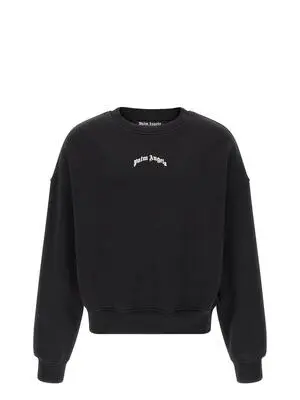 Palm Angels Curved Logo Sweatshirt - White/black