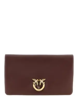 Pinko Love Click Soft Horizontal Mini Leather Clutch Bag - Bordeaux