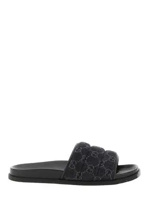 Gucci Gg Denim Slides - Black