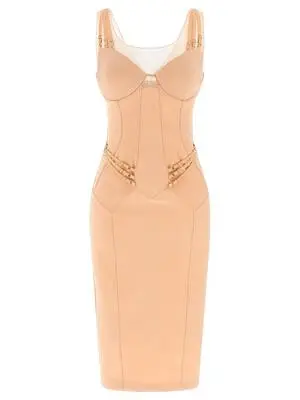 Elisabetta Franchi Corset Midi Dress - Pink