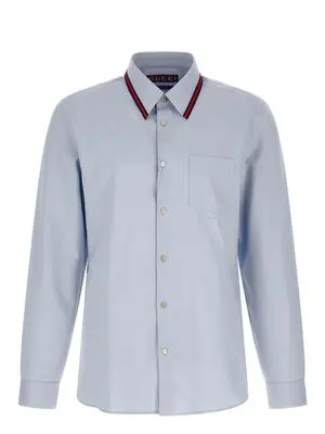 Gucci Web' Collar Shirt - Light Blue