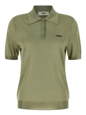 Fendi Shiny Viscose Polo Shirt - Green