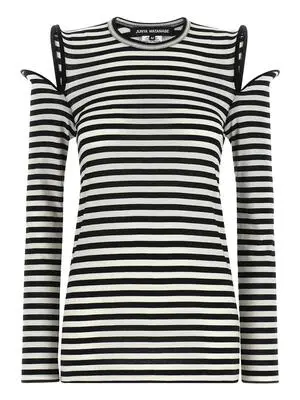 Junya Watanabe JUNYA WATANABE Sculptural Shoulder Striped T-Shirt White/black