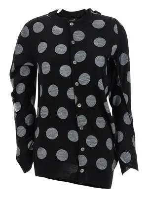 Junya Watanabe Polka Dot Maxi Cardigan - White/black