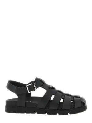 Prada Rubber Cage Sandals - Black
