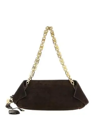 SALVATORE FERRAGAMO FERRAGAMO Crocodile-Effect Suede Shoulder Bag