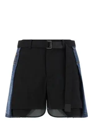 Sacai Wool Insert Denim Shorts - Multi